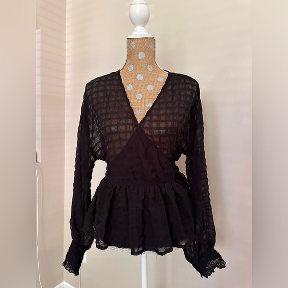 Missguided + | Tops | Misguided Plus Sheer Check Wrap Blouse | Poshmark
